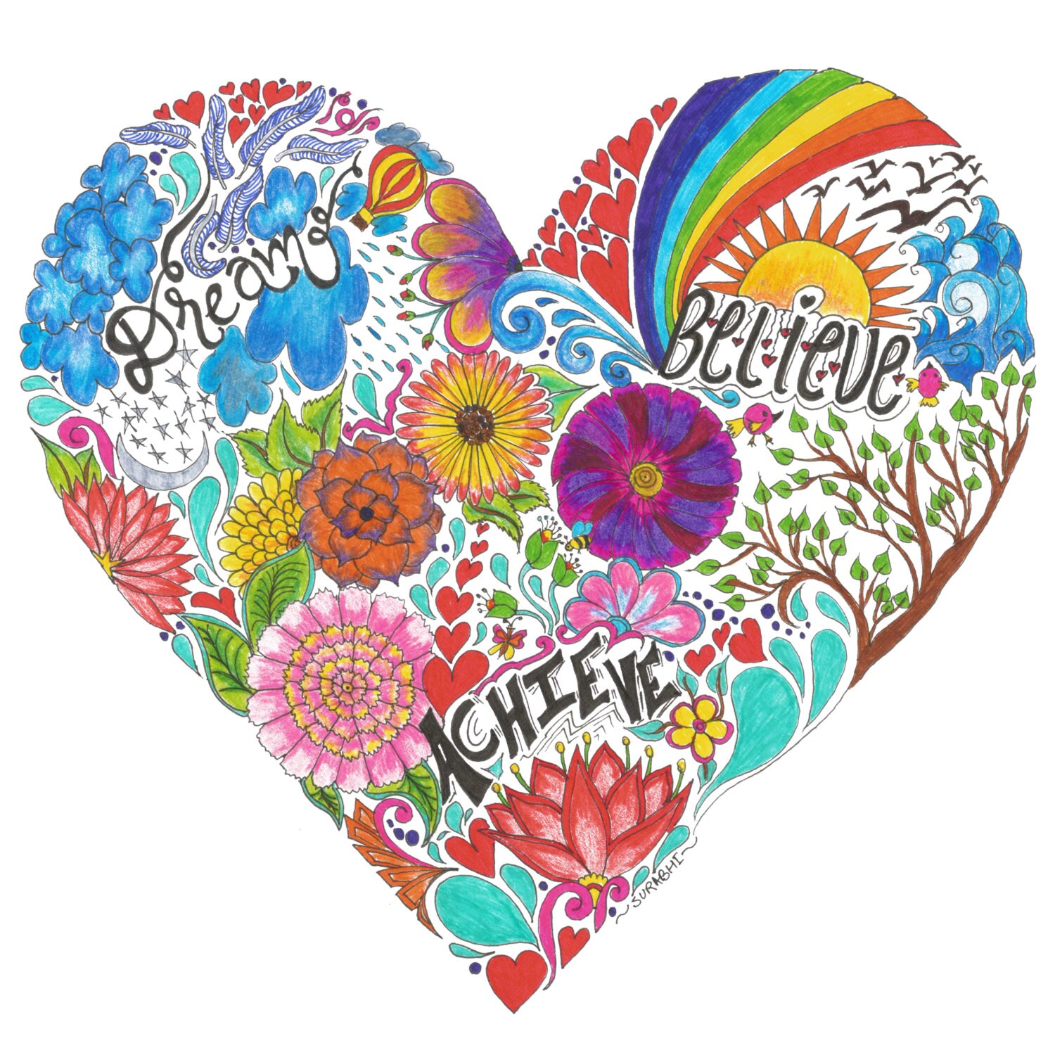 Dream Believe Achieve Colouring Page Instant Download | Etsy