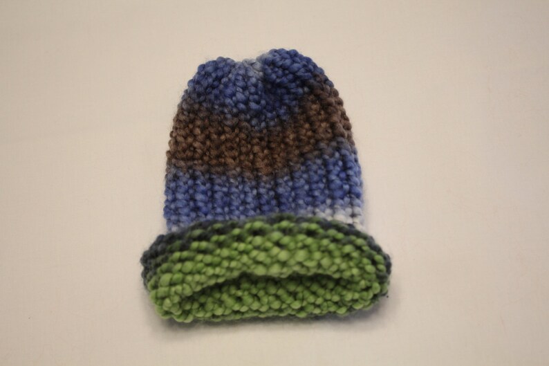 Blue, White, and Green Handmade Baby Winter Hat - Etsy