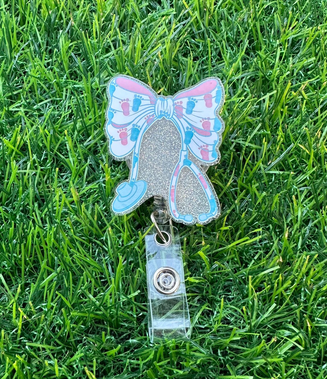 Labor and Delivery Nurse Bow Scope Badge Reel, ID Clip, ID Holder ...