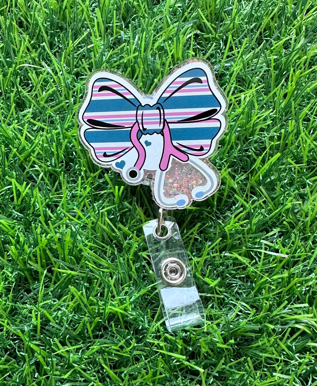 Labor and Delivery Nurse Bow Scope Badge Reel, ID Clip, ID Holder ...