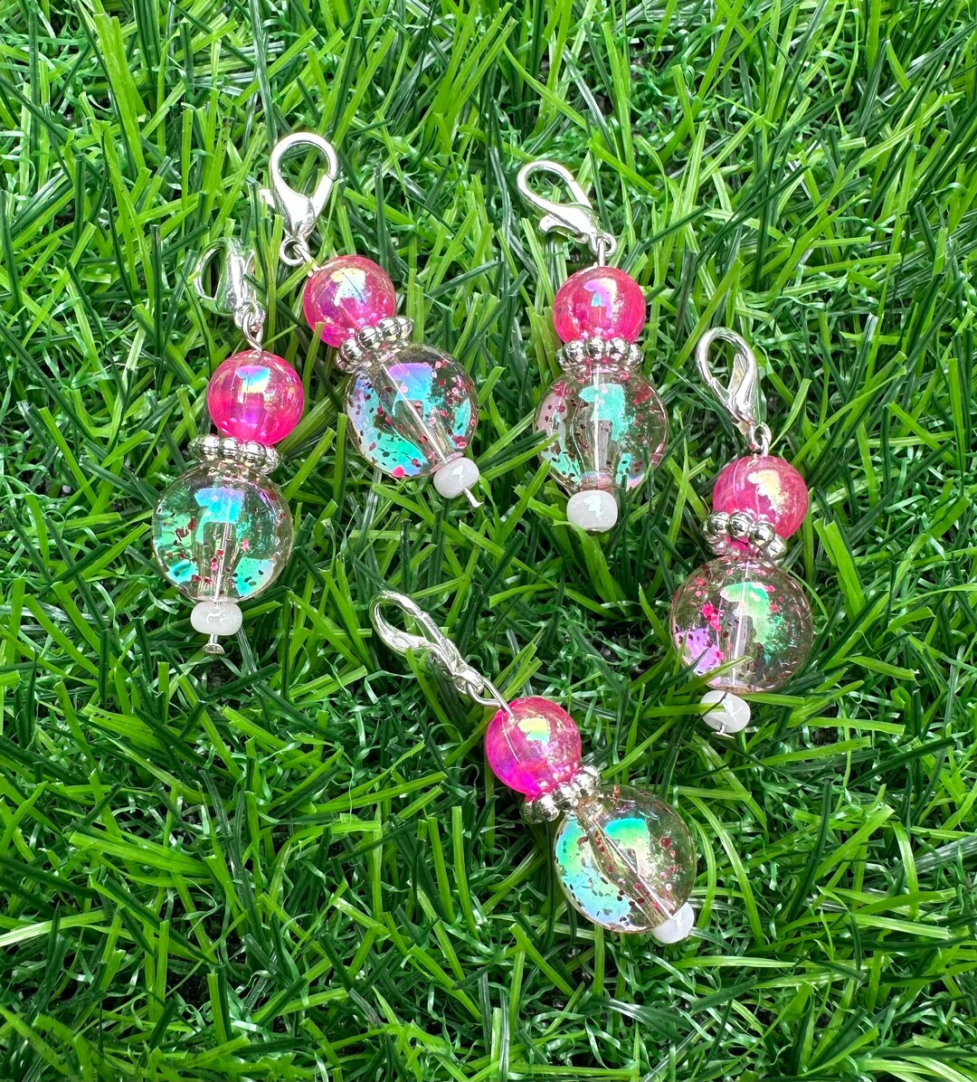 Beaded Badge Reel Charm, Badge Reel Charm, Bubblegum Beads, Badge Reel ...