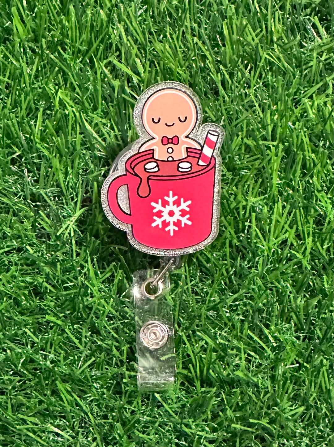 Hot Cocoa Gingerbread Man Badge Reels, ID Clip, ID Holder, Retractable ...