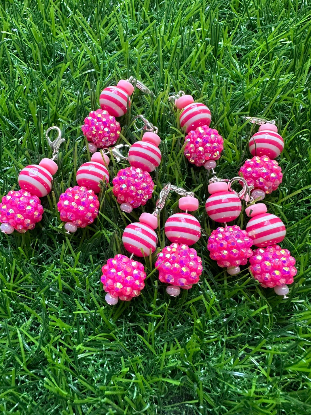 Beaded Badge Reel Charm, Badge Reel Charm, Bubblegum Beads, Badge Reel ...