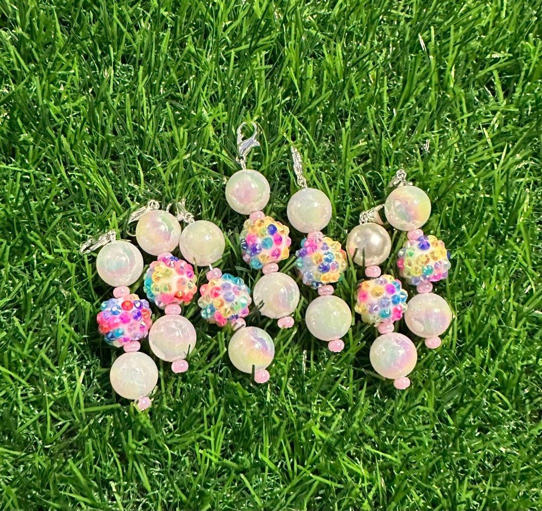 Beaded Badge Reel Charm, Badge Reel Charm, Bubblegum Beads, Badge Reel ...