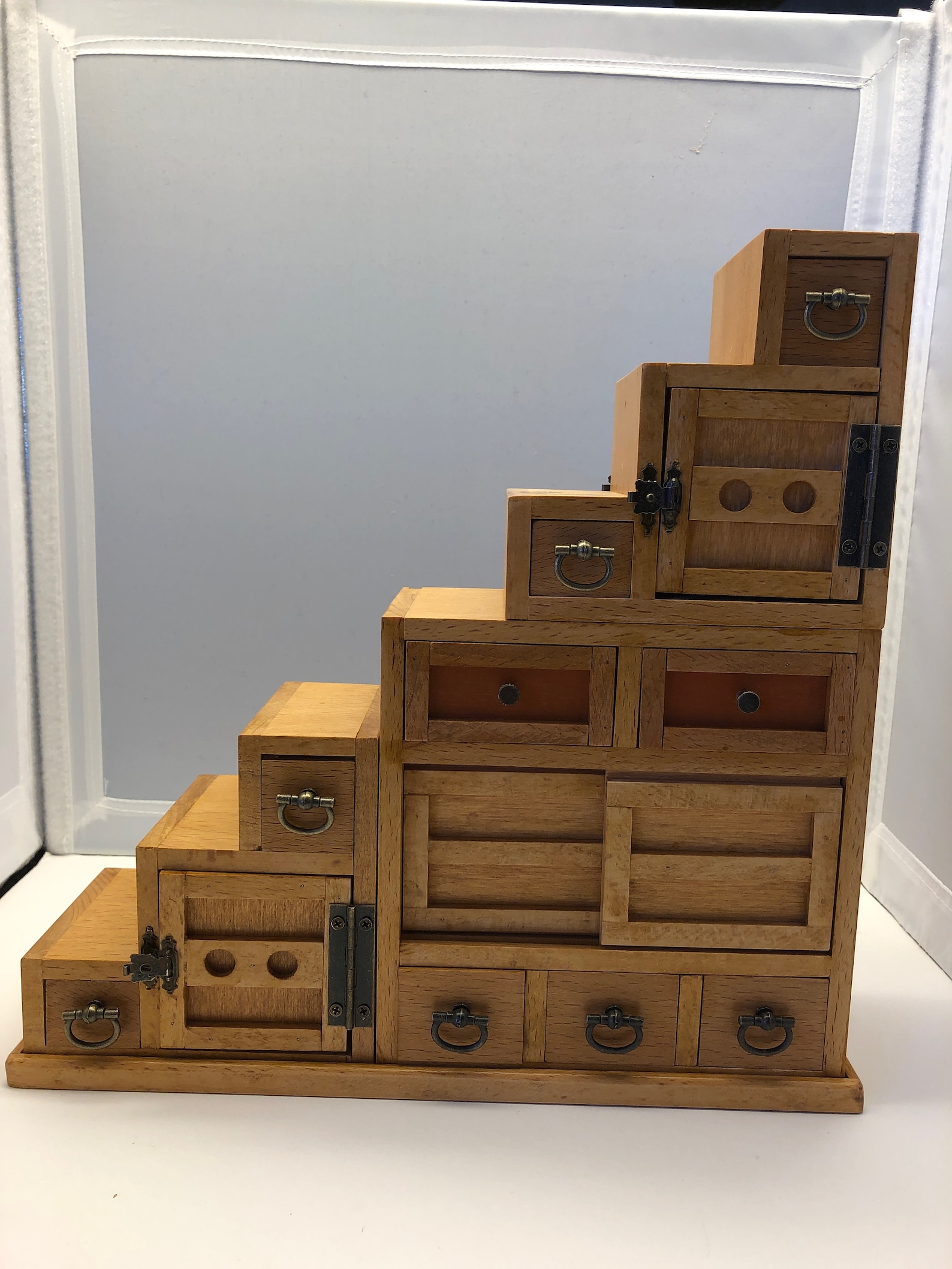 Japanese Tansu Miniature Step Cabinet - Etsy