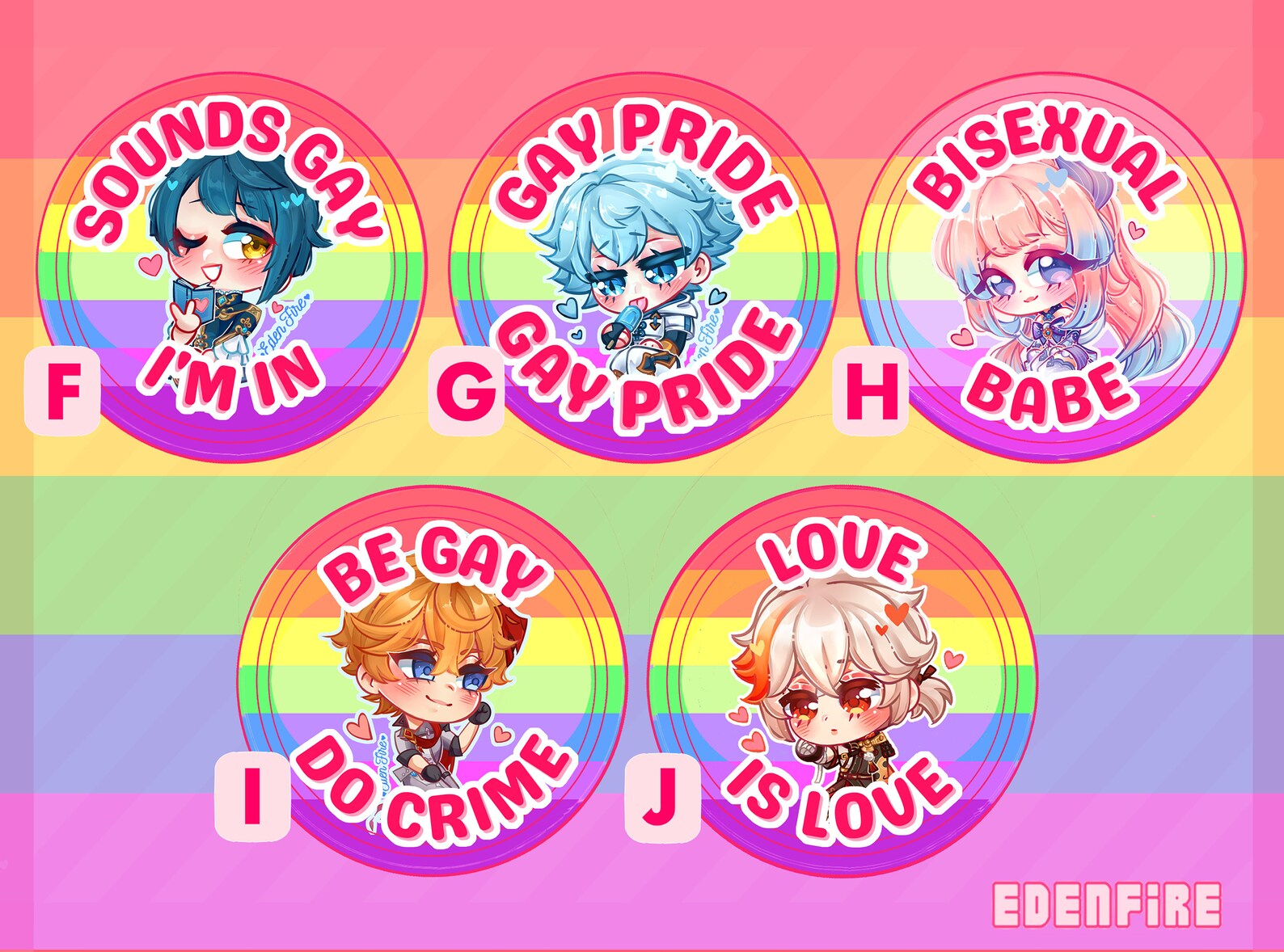 Genshin Impact Pride Buttons GENSHIN - Etsy