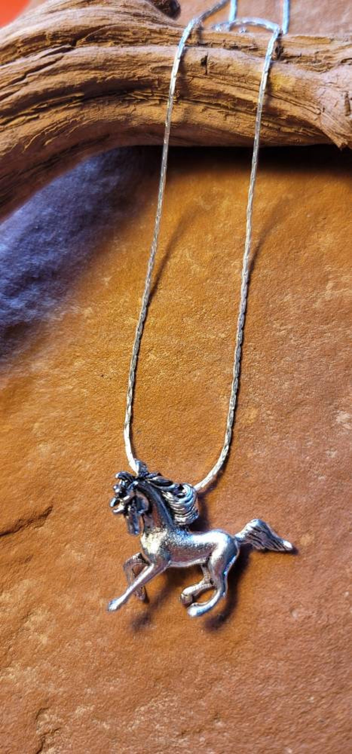 Stallion horse pendant 20in chain 24 inch leather cord | Etsy