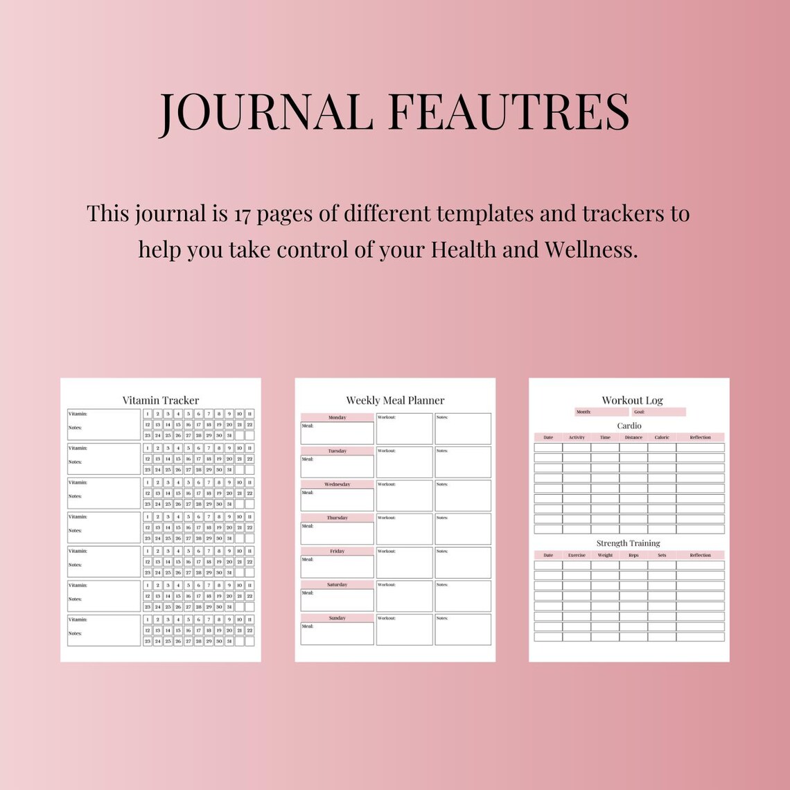 Digital Health and Wellness Journal, Journal Template, Health and ...