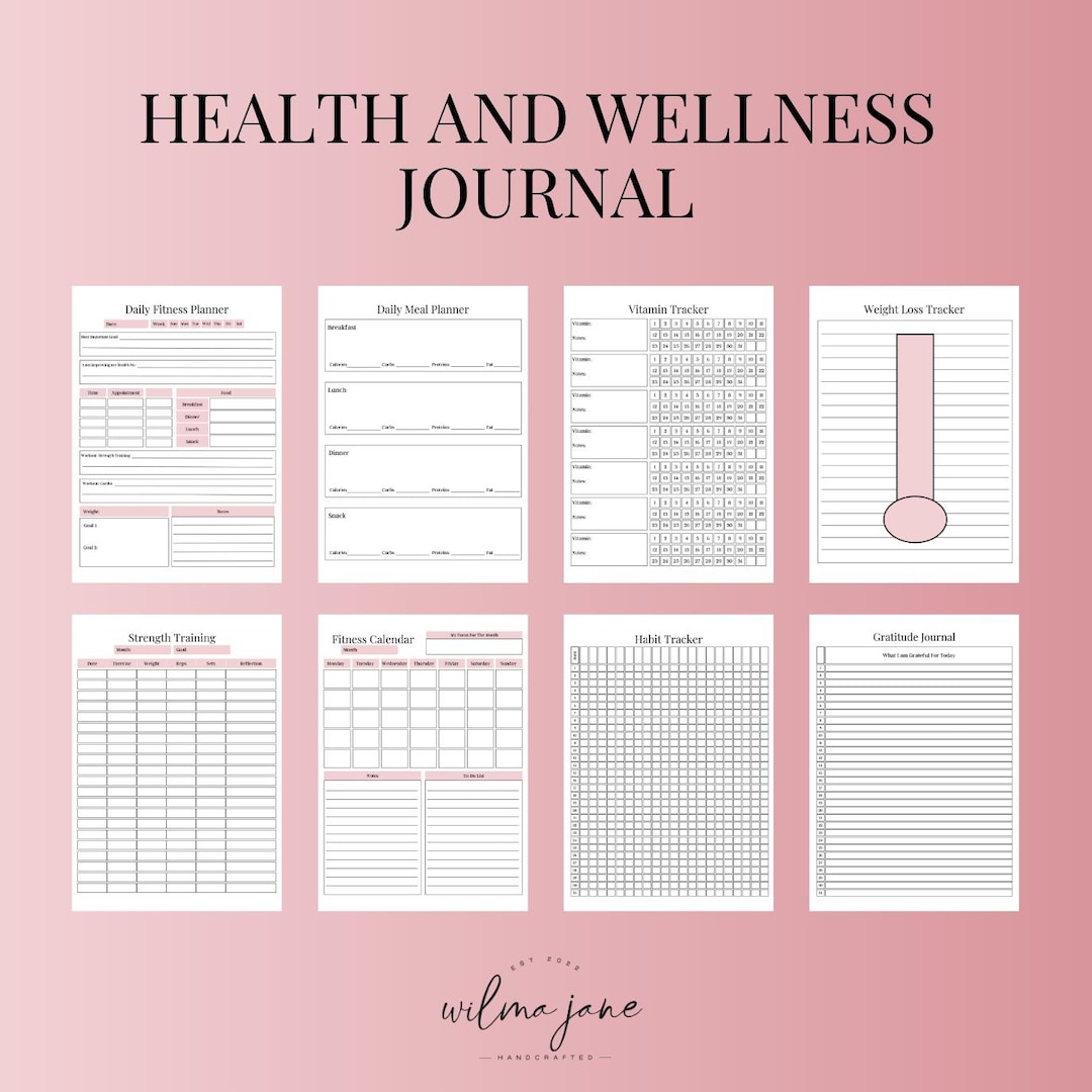 Digital Health and Wellness Journal, Journal Template, Health and ...