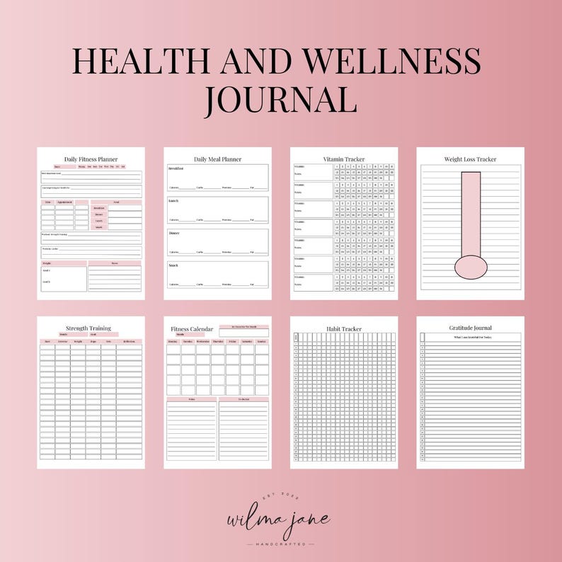 Digital Health and Wellness Journal, Journal Template, Health and ...