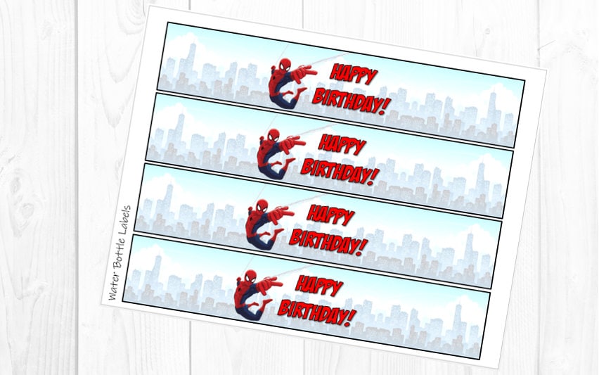 Printable Spider Man Birthday Water Bottle Labels - Etsy