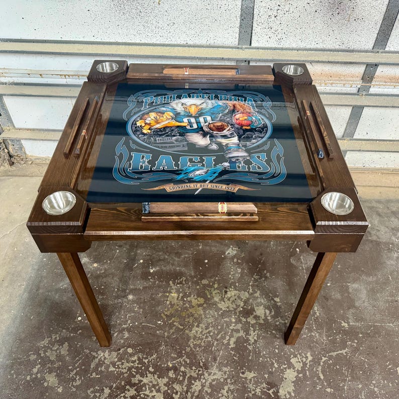 Handmade Eagles Domino Table Full Size - Wood Folding Legs - Made in ...