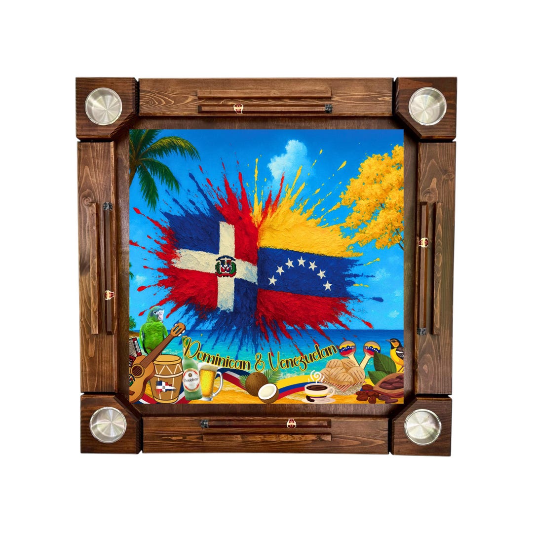 Full-size Handmade Wooden Domino Table: Dominican Republic & Venezuela ...
