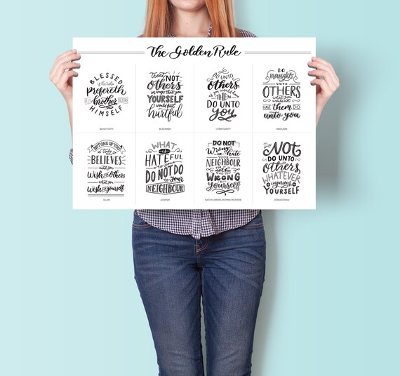 The Golden Rule Print Wall Hanging Wall Decor Hand Lettered | Etsy