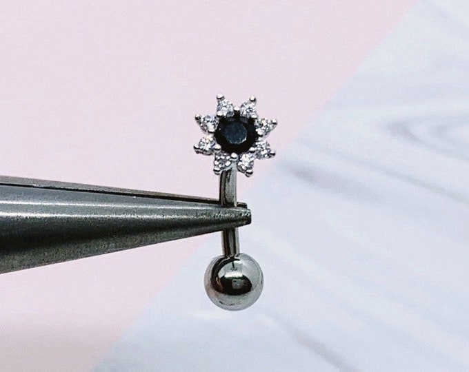 3CZ Crown Belly Button Ring Floating Navel Ring Dainty Belly - Etsy