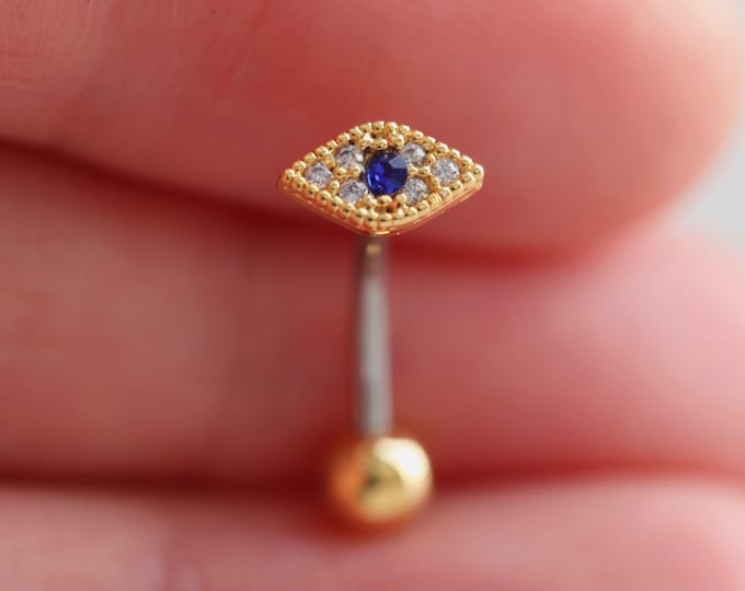 3CZ Crown Belly Button Ring Floating Navel Ring Dainty Belly - Etsy