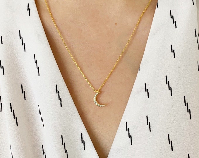 Crescent Moon Necklace Collarbone Necklace Mini Horn - Etsy