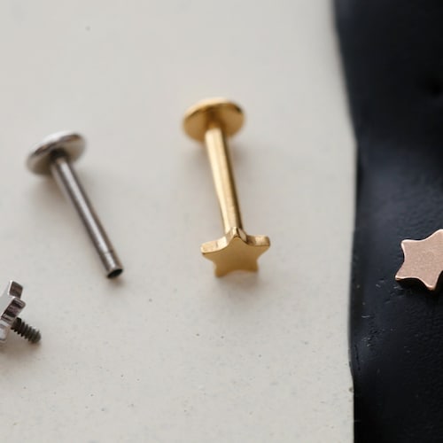 16g Heart Flat Back Earring Internally Threaded Reversible - Etsy