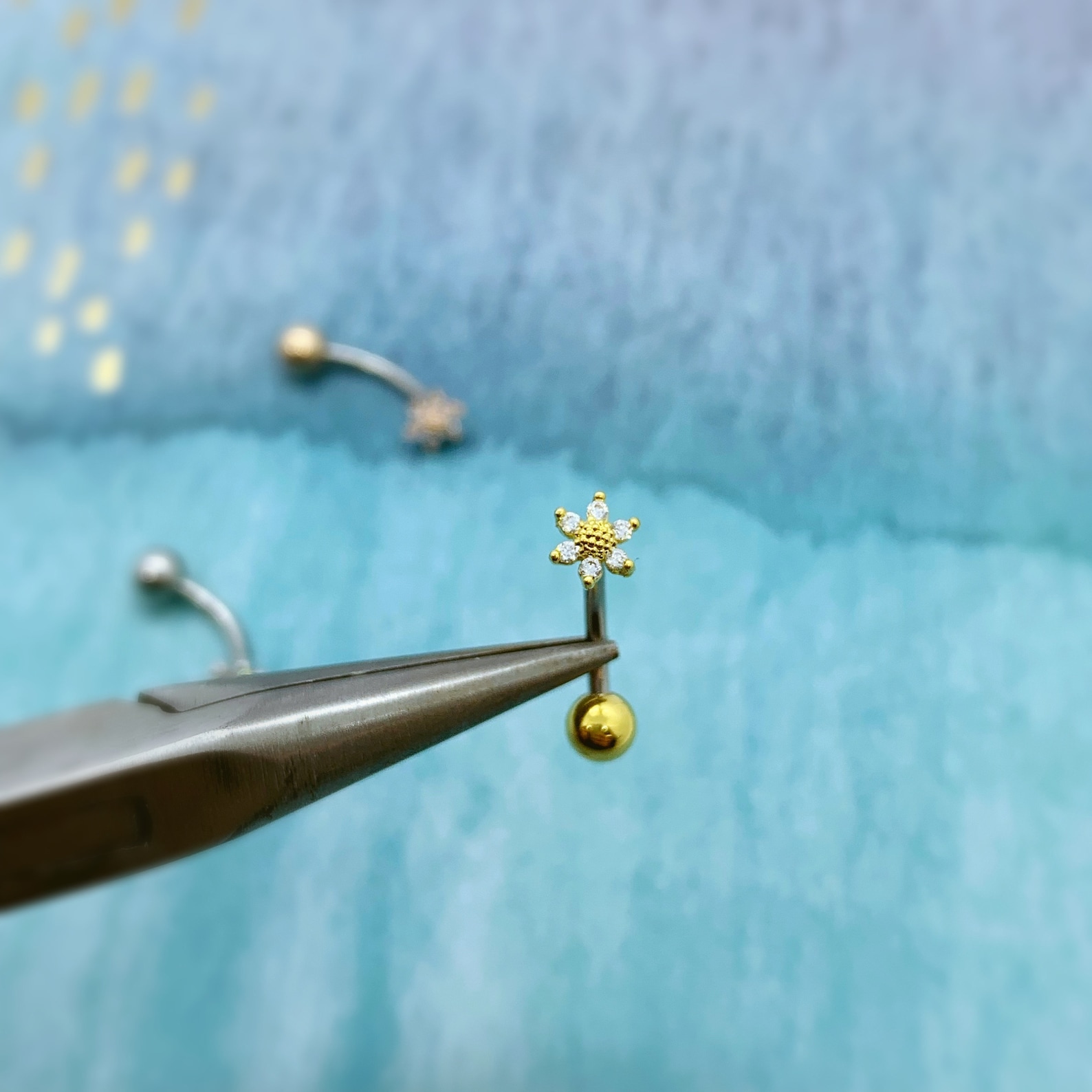 Sunflower Belly Button Ring • Floating Navel Ring • Dainty Belly Ring ...