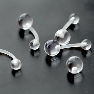 14g Bioflex Belly Ring • Pregnancy Retainer Flexible Clear PTFE Plastic ...