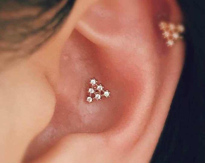 18g Triangle Cartilage Earring Threadless Helix Earring - Etsy