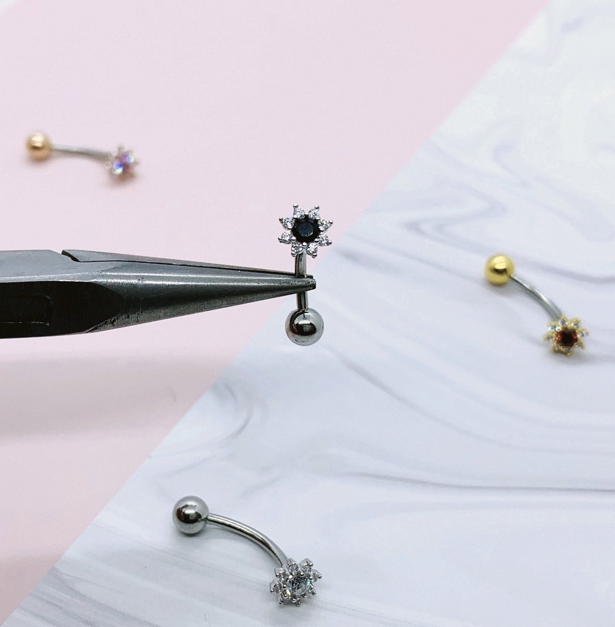 Sunflower Belly Ring Floating Navel Ring Dainty Belly Button - Etsy