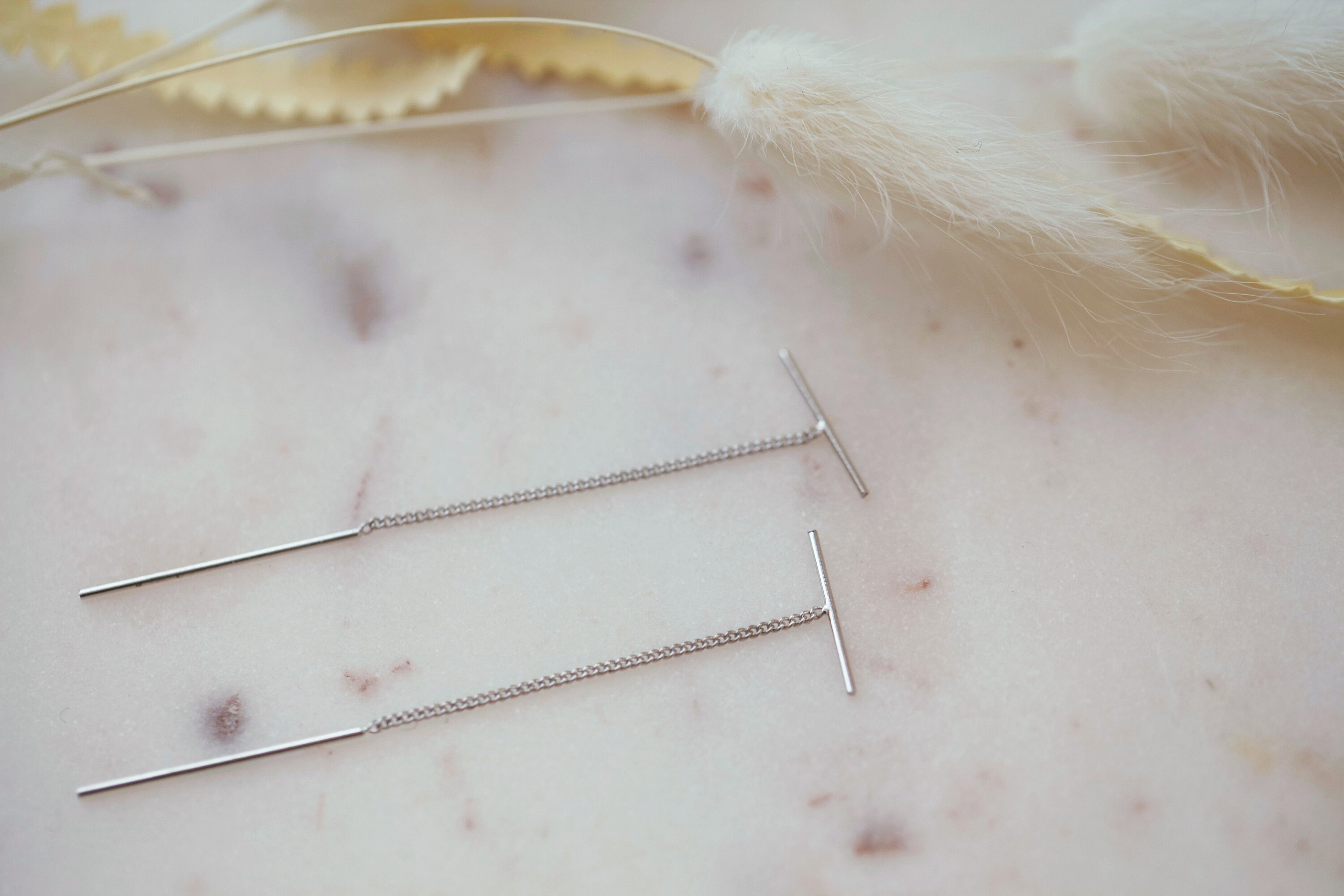 Bar Threaded Chain Earrings Simple Threader Earrings Silver | Etsy