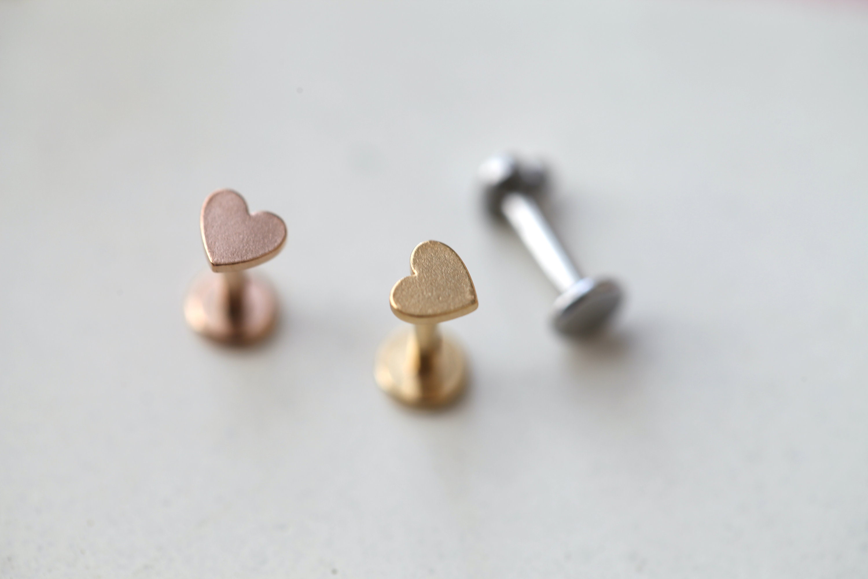 16g Heart Flat Back Earring Internally Threaded Reversible - Etsy