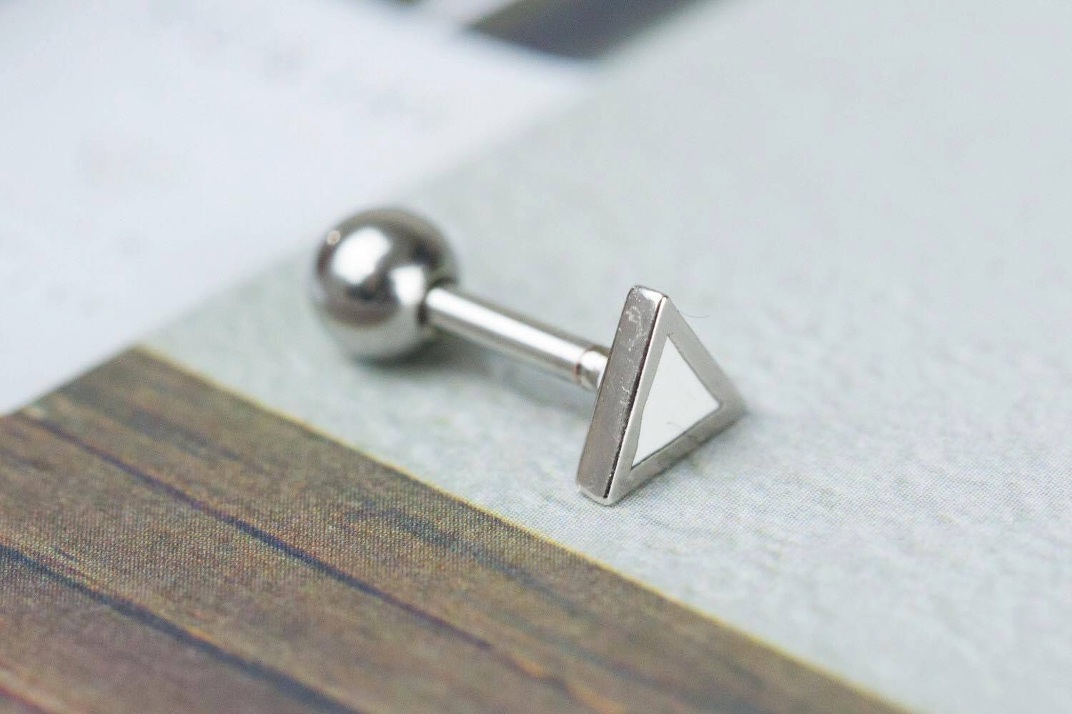 16g Tiny Triangle Helix Earring Triple Helix Small Cartilage | Etsy