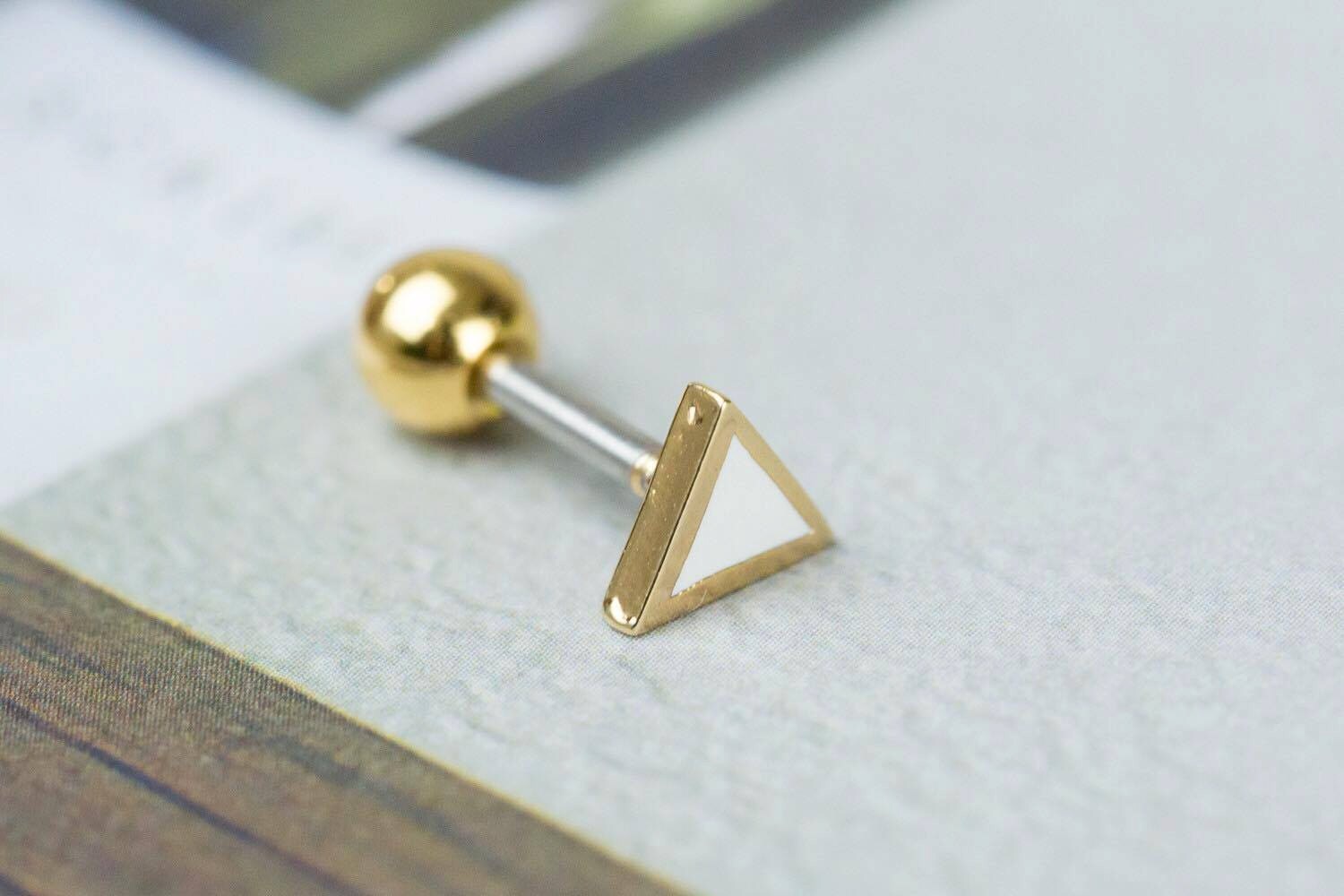16g Tiny Triangle Helix Earring Triple Helix Small Cartilage - Etsy
