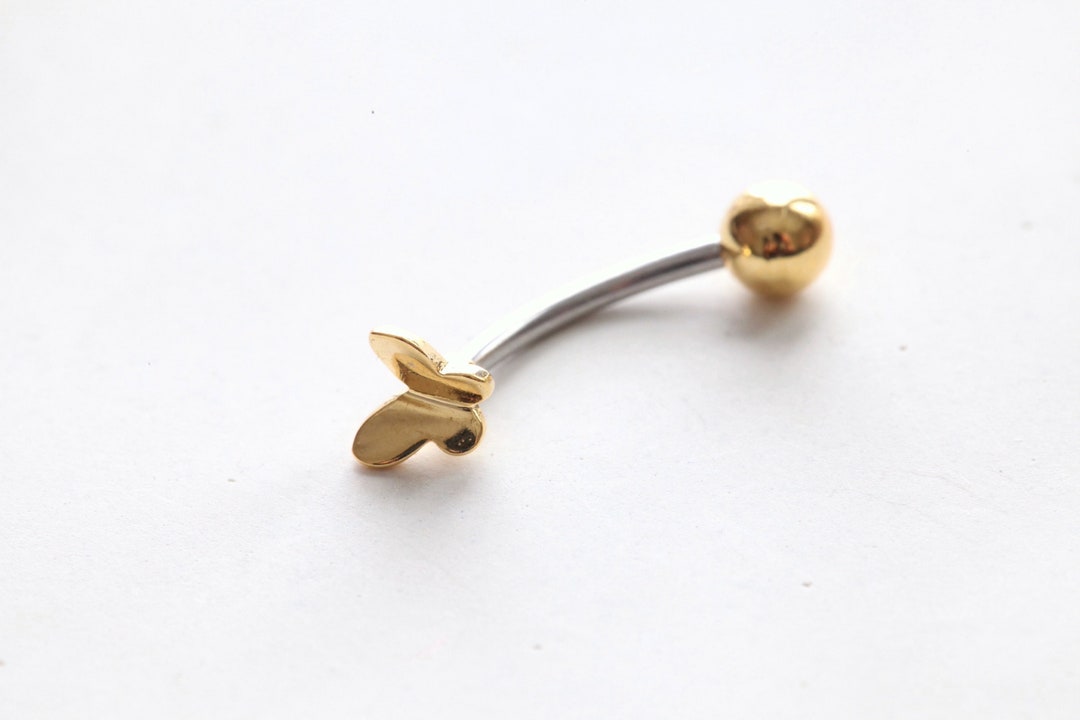 3D Butterfly Navel Ring • Floating Belly Ring • Dainty Navel Ring ...