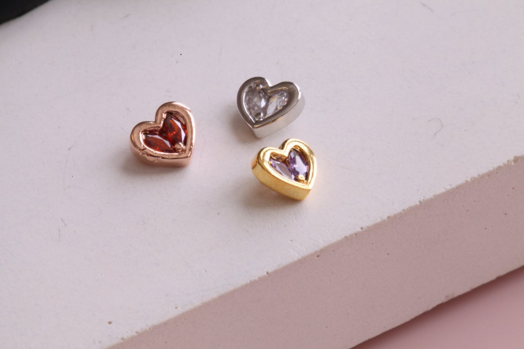 Purple Heart Cartilage Earring Conch Heart Threadless Labret - Etsy