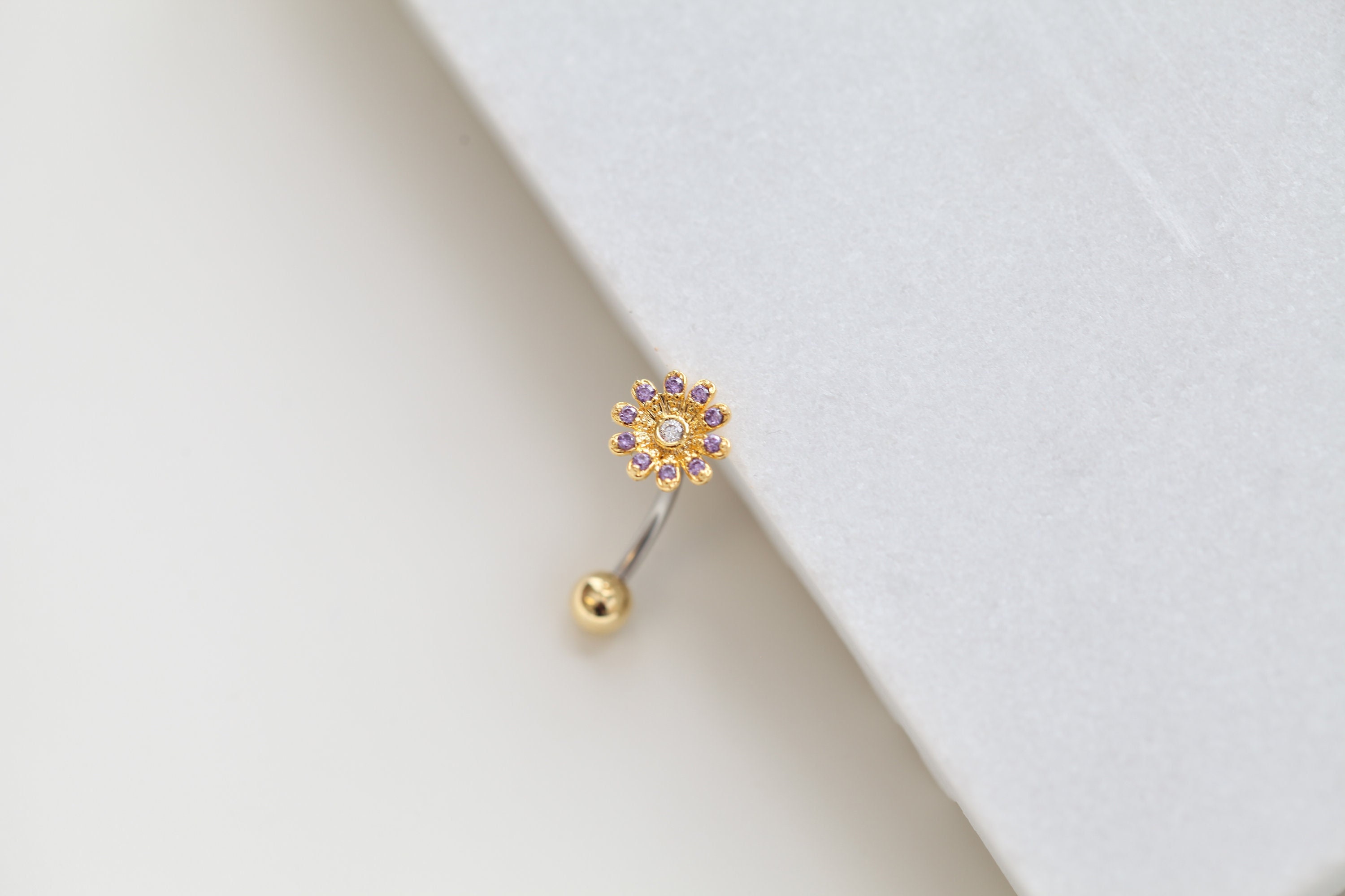 NEW! • Waterlily Navel Ring • Floating Belly Ring • Dainty Flower Navel ...