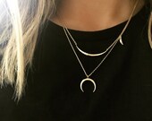 Crescent Moon Necklace Collarbone Necklace Mini Horn - Etsy