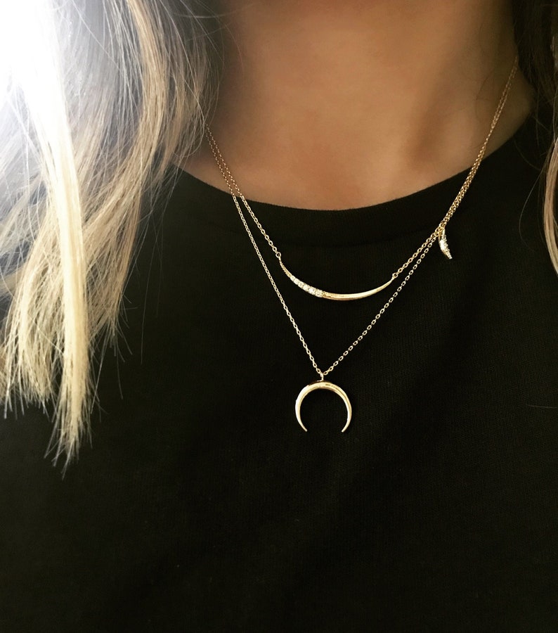 Crescent Moon Necklace • Collarbone Necklace • Whimsigoth Pendant ...