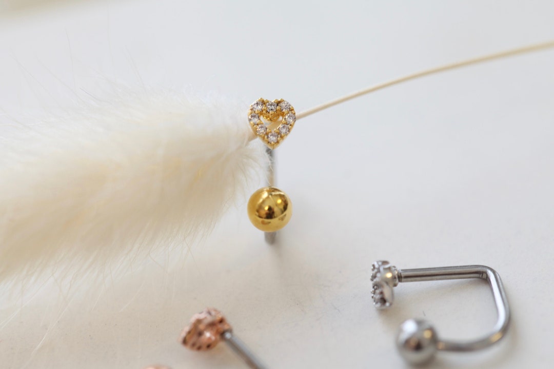 16g Heart Medusa Lip Piercing • Tiny Lippy Loop Labret • Surgical Steel ...