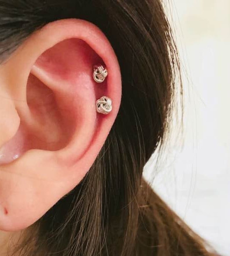 Mini Knot Cartilage Earring Small Tragus 18g Threadless - Etsy