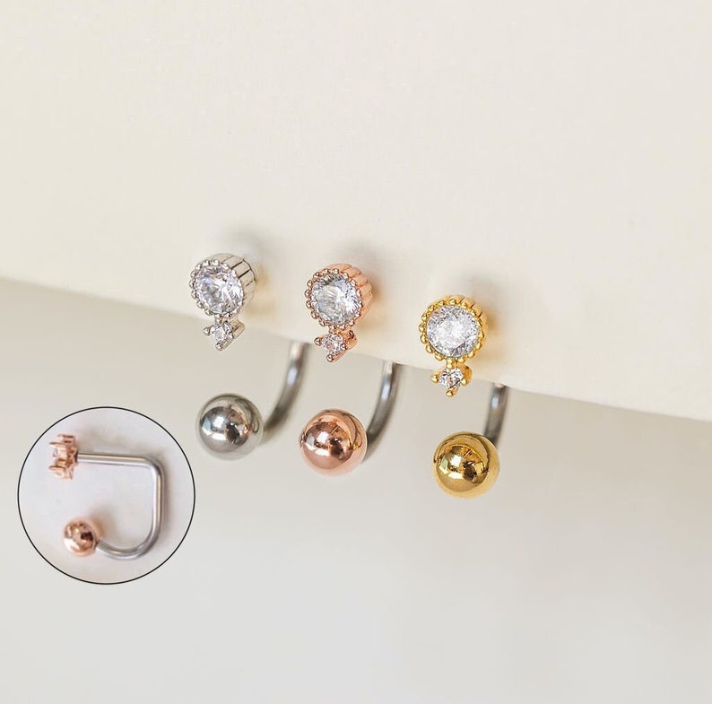 16g Venus Medusa Lip Piercing • Lippy Loop Labret • Surgical Steel Bar ...