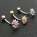 CZ Snowflake Belly Button Ring Floating Navel Ring Flower Belly Ring ...