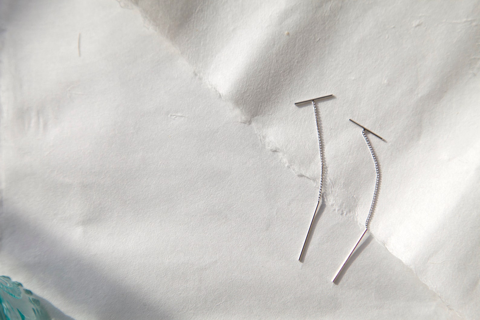 Bar Threaded Chain Earrings Simple Threader Earrings Silver - Etsy