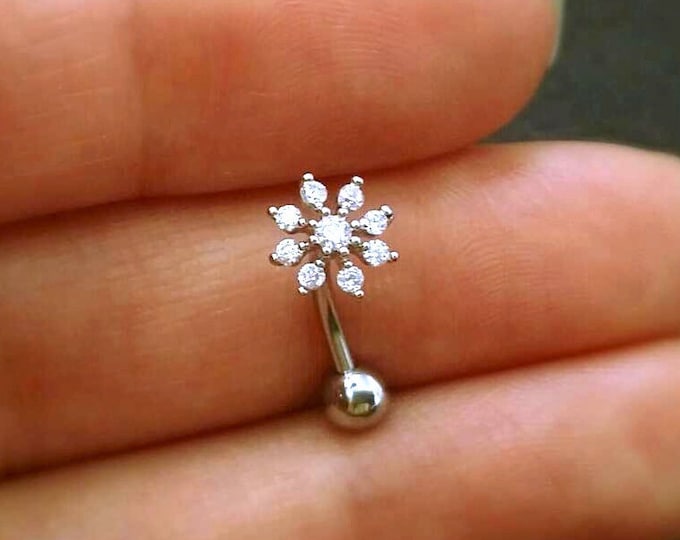 3CZ Crown Belly Button Ring Floating Navel Ring Dainty Belly - Etsy