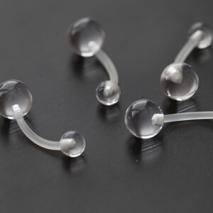 14g Bioflex Belly Ring • Pregnancy Retainer Flexible Clear PTFE Plastic ...