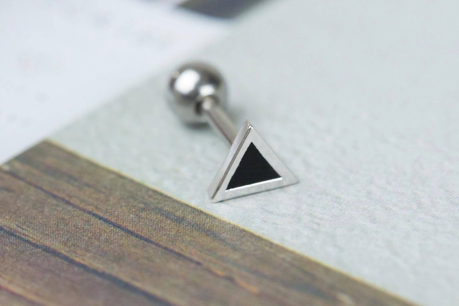 16g Tiny Triangle Helix Earring Triple Helix Small Cartilage - Etsy