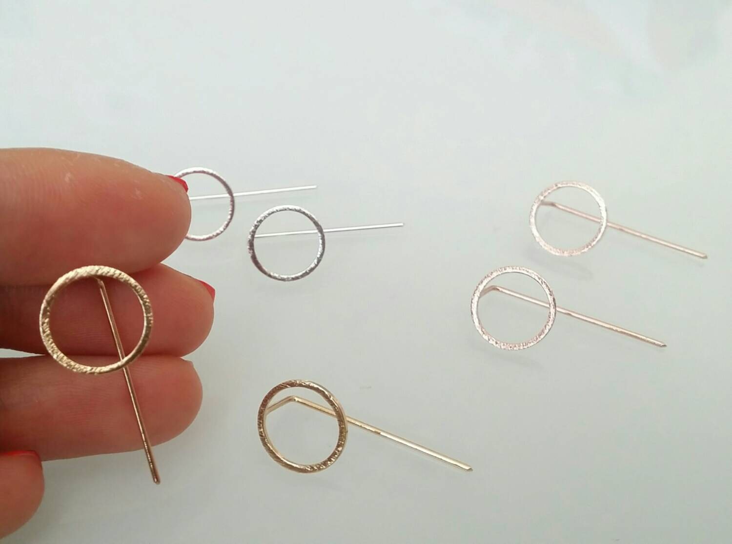 Circle Earrings Simple Drop Earrings Simple Silver Circle - Etsy