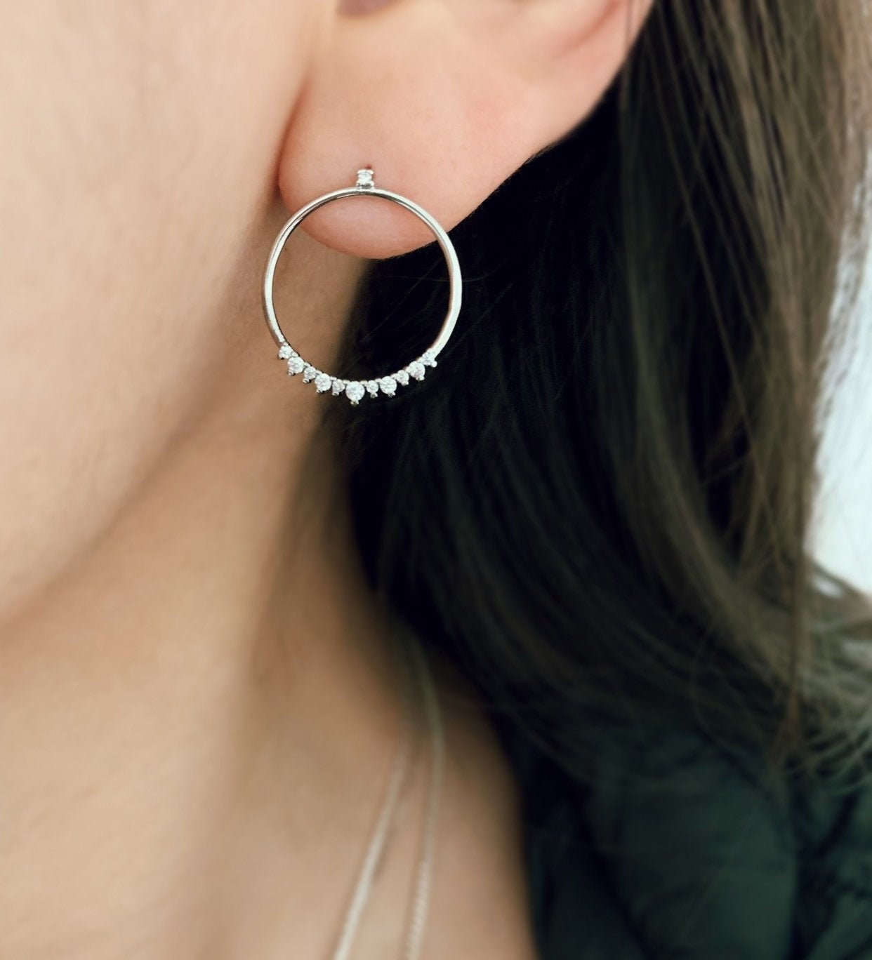 Circle Crown Earrings • Simple Drop Earrings • Simple Silver Circle ...