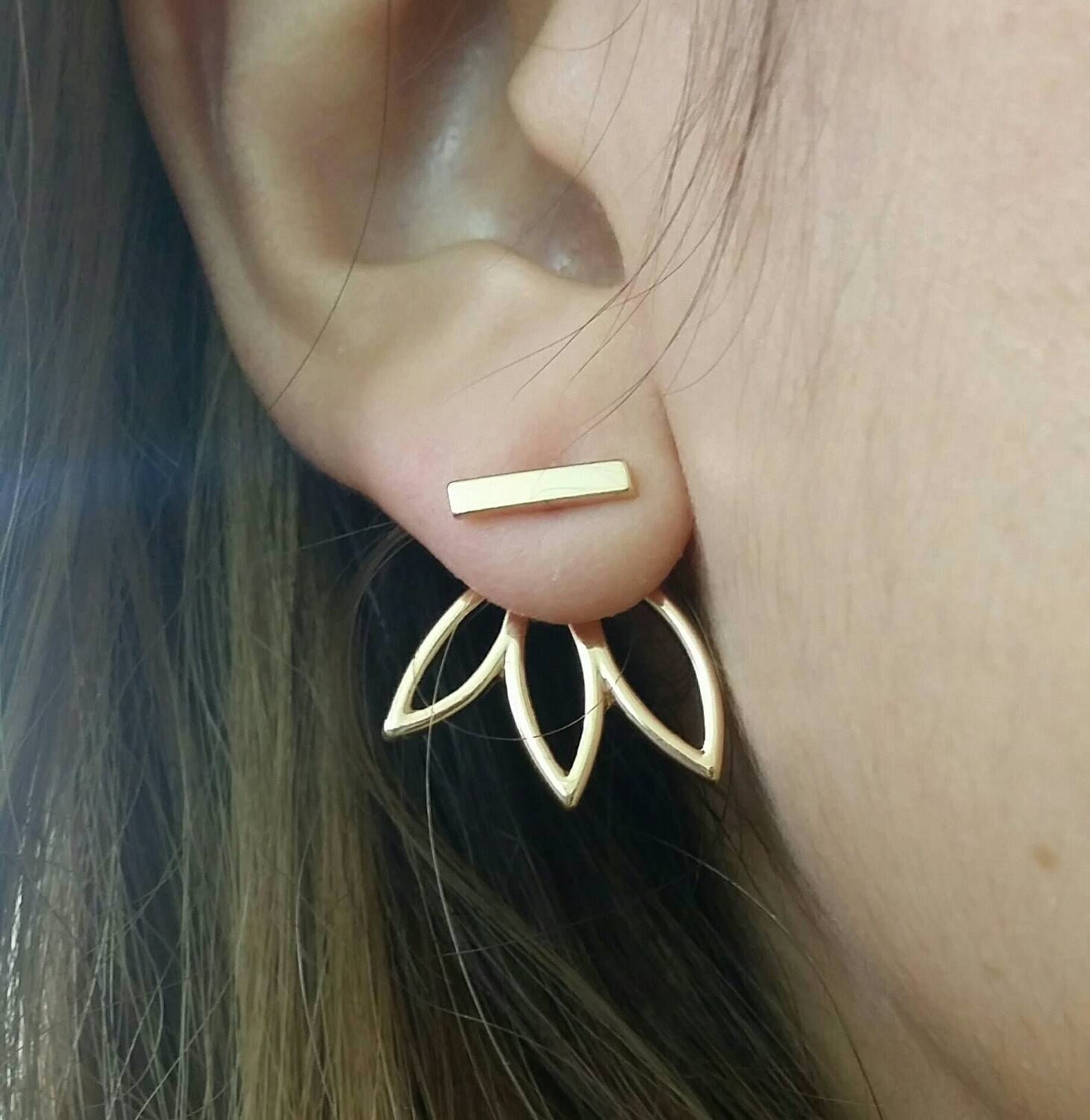 Flower Earrings Back Piece (2 Pcs) • Front Back Earring • Elegant Ear ...