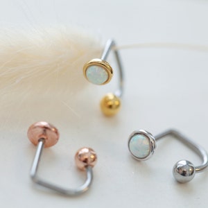 16g Opal Lip Ring Labret • 4mm 3mm Ball Classic Ring • Medusa Lip ...