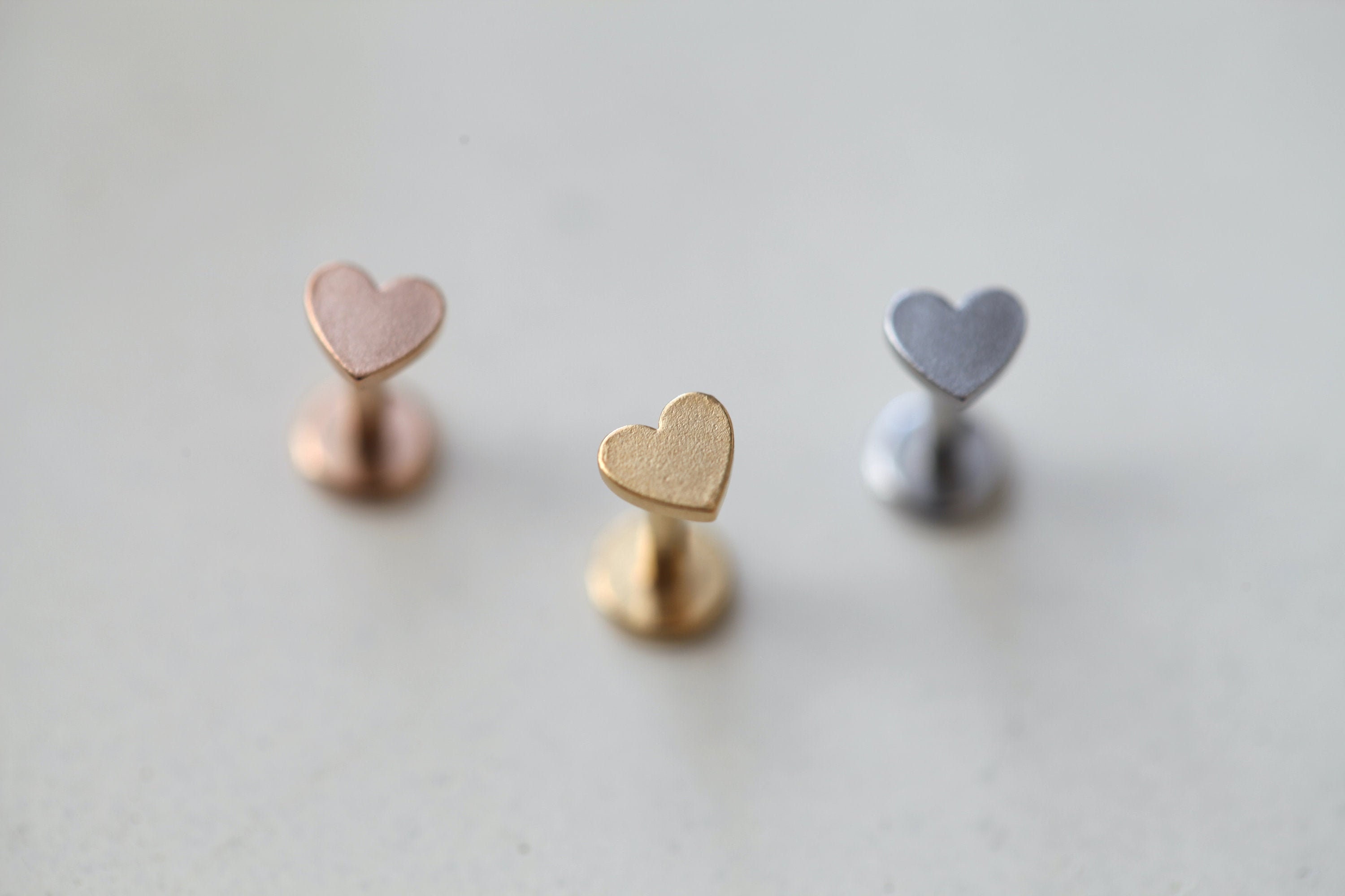 16g Heart Flat Back Earring Internally Threaded Reversible - Etsy