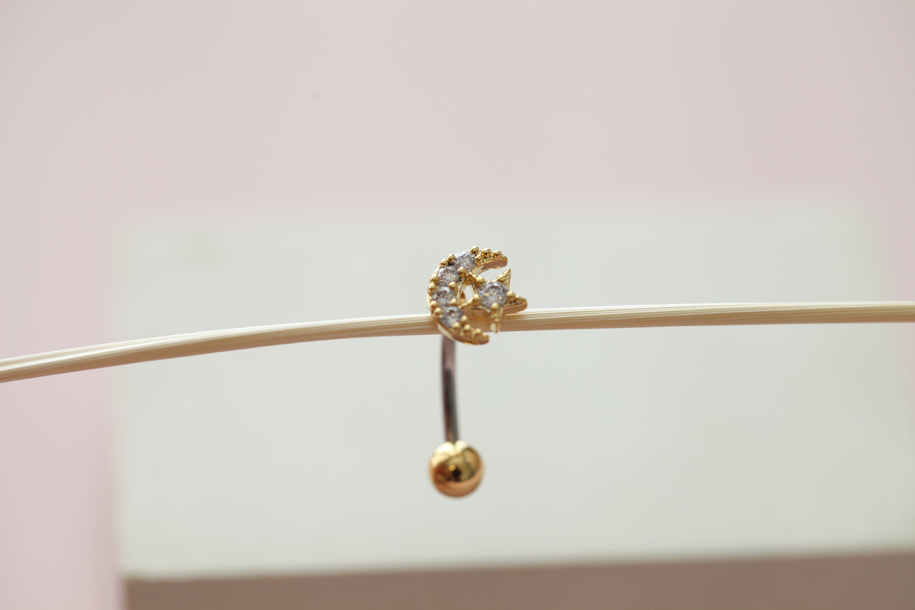 NEW! || Cz Pave Moon Navel Ring • Mini Floating Belly Ring • Dainty ...