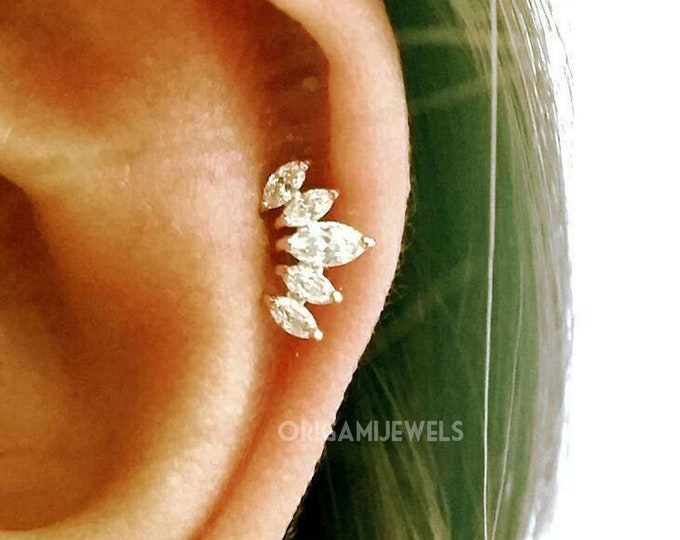 16g Heart Flat Back Earring • Internally Threaded Reversible Tragus ...